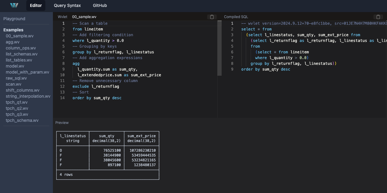 新しいクエリ言語「Wvlet 2024.9」リリース、SQLを現代のデータ分析向けに再設計|CodeZine（コードジン）
