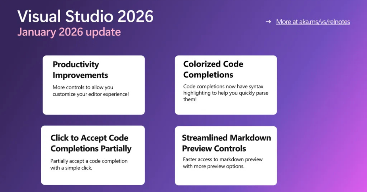 Microsoft、Visual Studio 2026の1月アップデートまとめを紹介|CodeZine（コードジン）